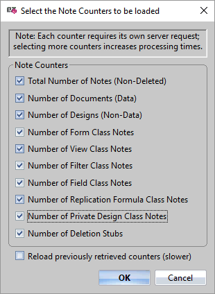 Load Note Counters for Selected Entries