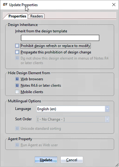 Edit Design Properties for Selected Entries