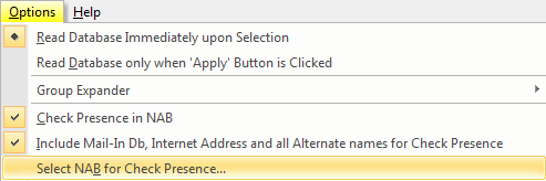 Select NAB for Check Presence