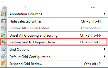 Reset: restore grid data original order