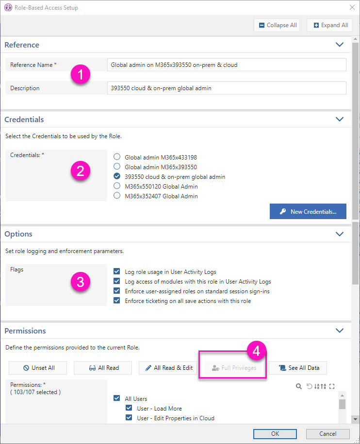 EXAMPLE: Create global admin role