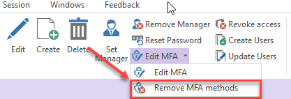 Edit: Remove User MFA