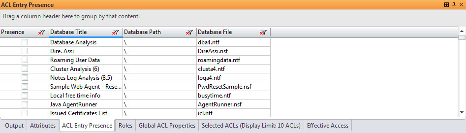 The ACL Entry Presence Grid in aclEZ
