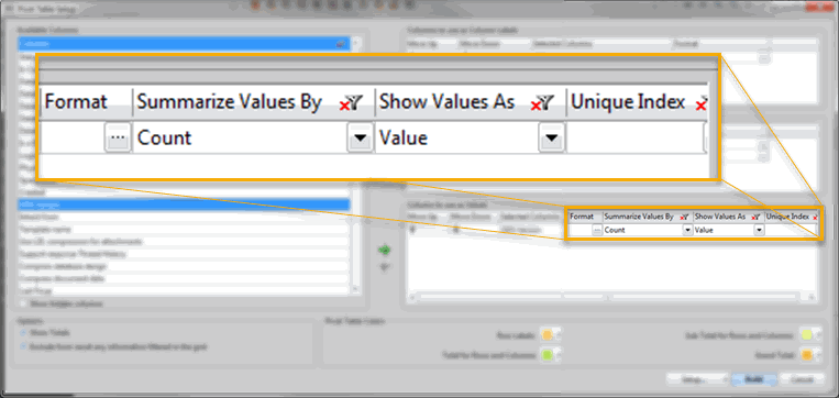 Pivot table: value formatting options
