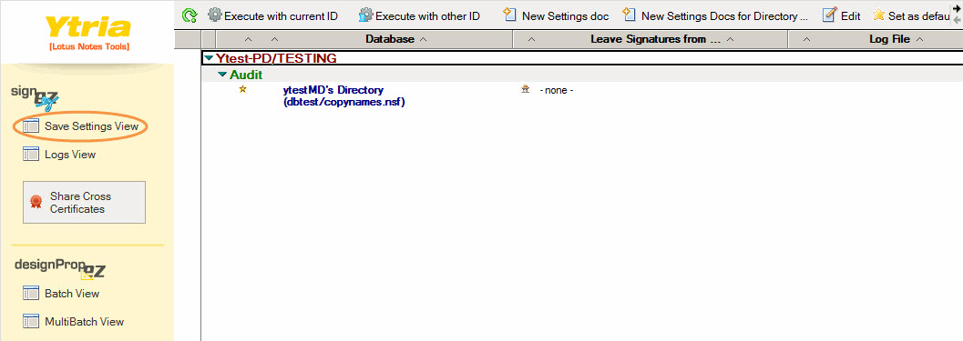Signature settings BATCH document structure