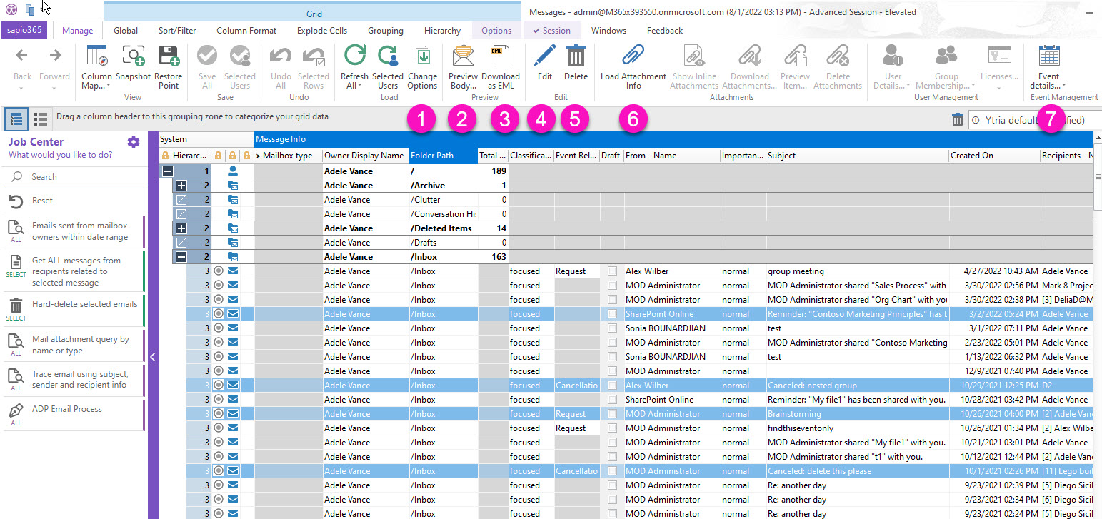 Manage mail messages and attachments